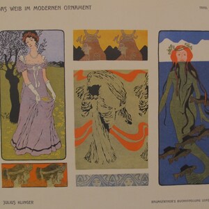 1902 Original German Poster, Das Weib Im Modernen Ornament, Plate 2 ...