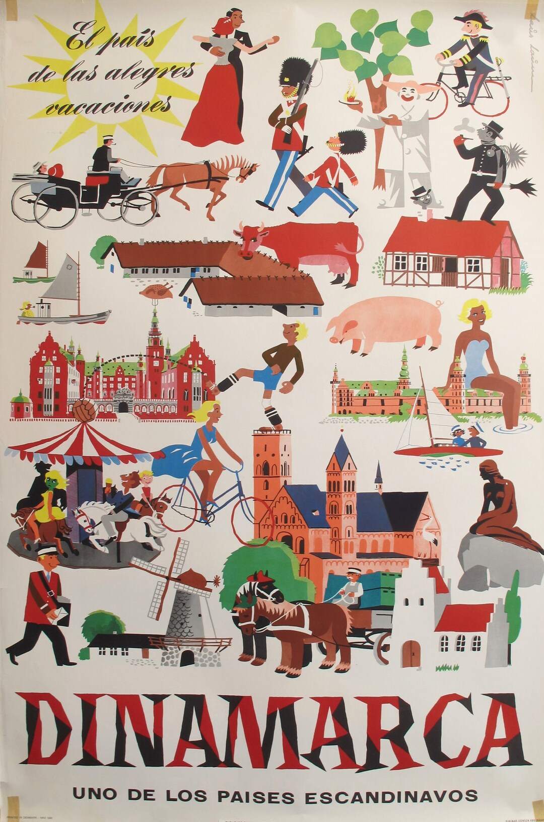 1953 Original Danish Travel Poster, Dinamarca (denmark) - Etsy