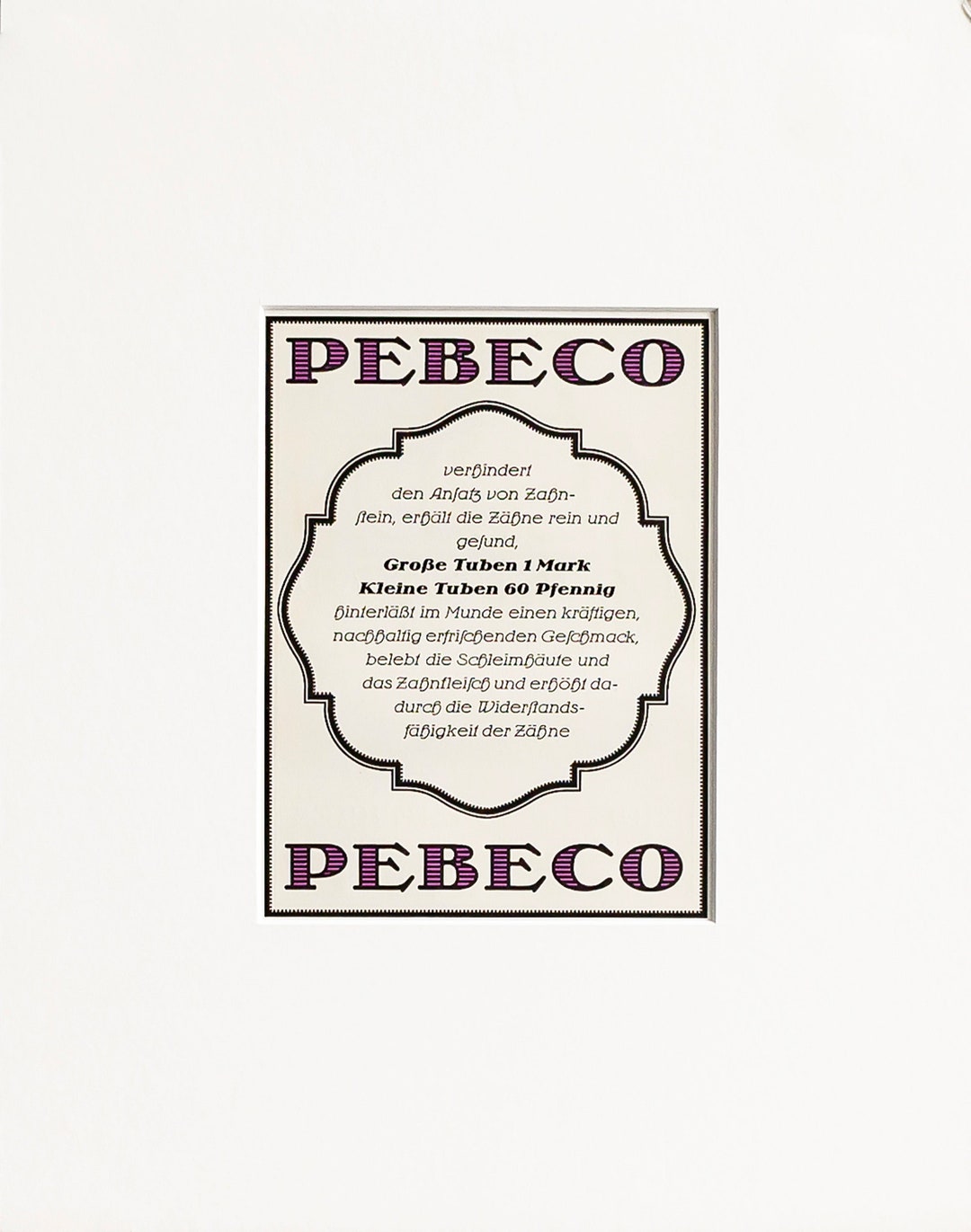 1920s Original German Toothpaste Ad, Pebeco, Matted - Etsy