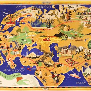 1954 French World Map Poster - Chocolat Menier, Grand Circuit Des ...