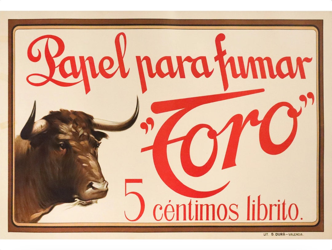 1930's Spanish Advertising Poster Papel Para Fumar Toro - Etsy