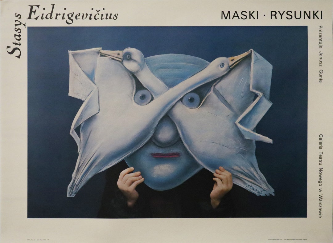 1987 Original Polish Poster, Maski- Rysunki- Stasys - Etsy