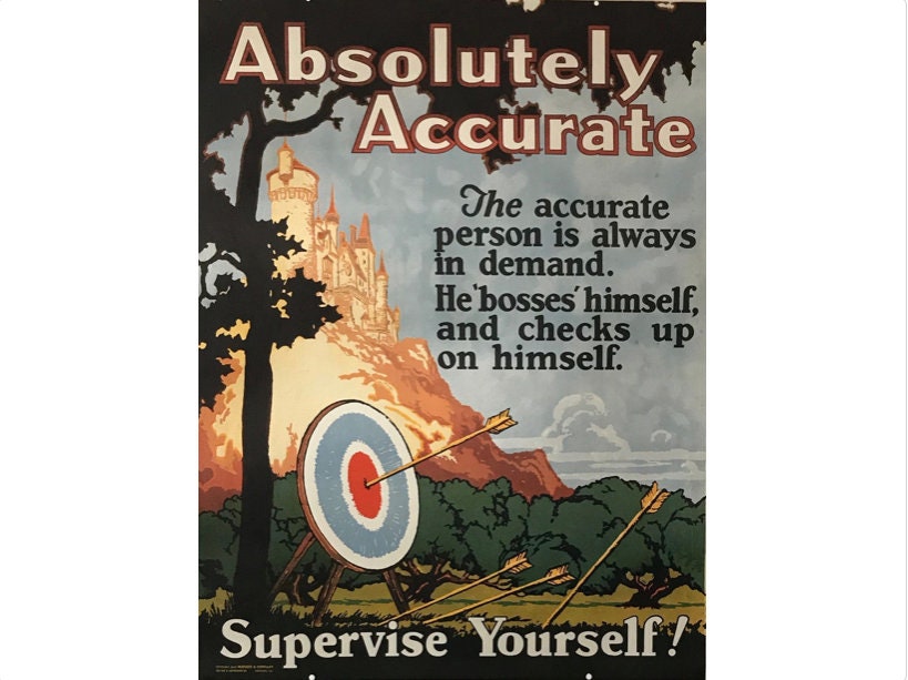 1924 Original Motivational Poster, Absolutely Accurate, Mather Work ...