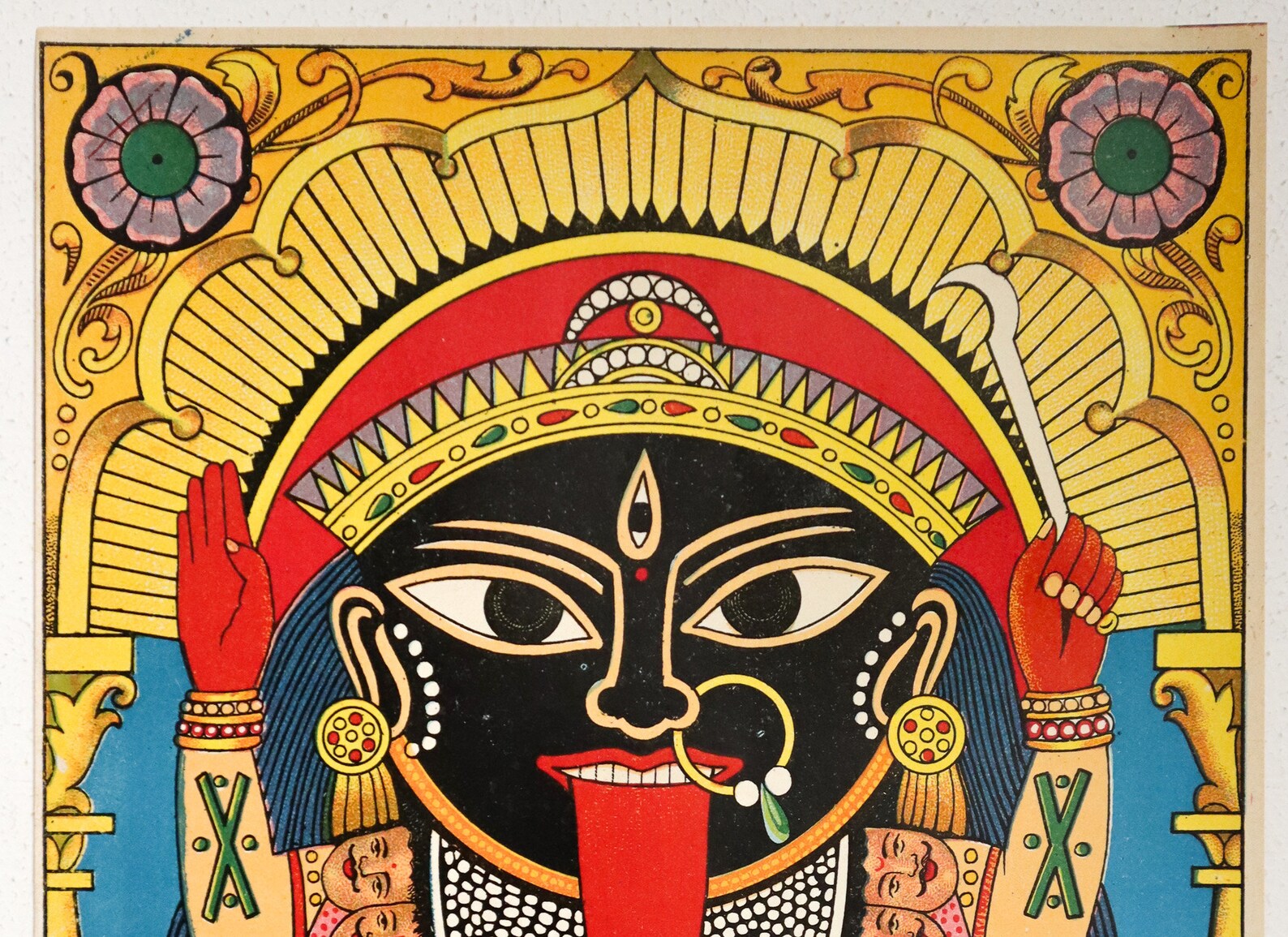 1920 Indian Offset Lithography, kali calcutta Black Goddess With Fruits ...