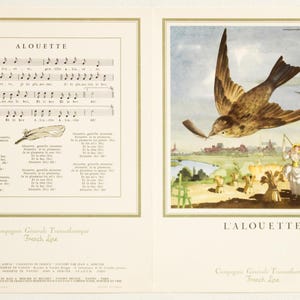 1956 French Music Sheet, " L'alouette ", Extrait De L'album "chansons ...