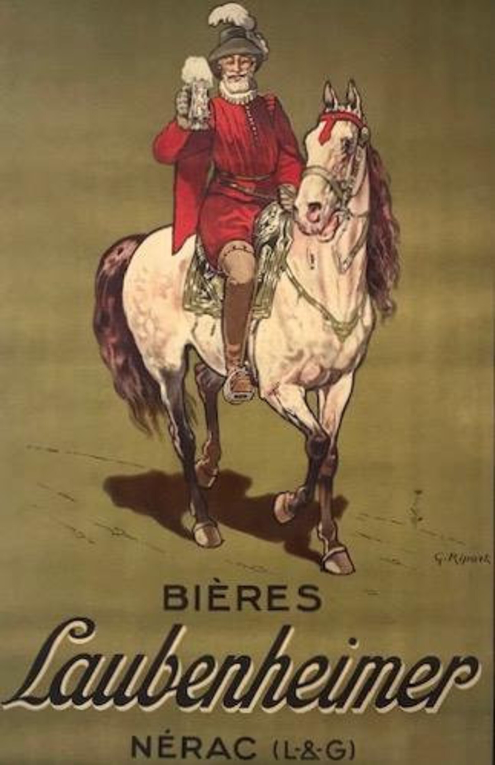 1920s Original French Beer Poster, Bières Laubenheimer (laubenheimer ...