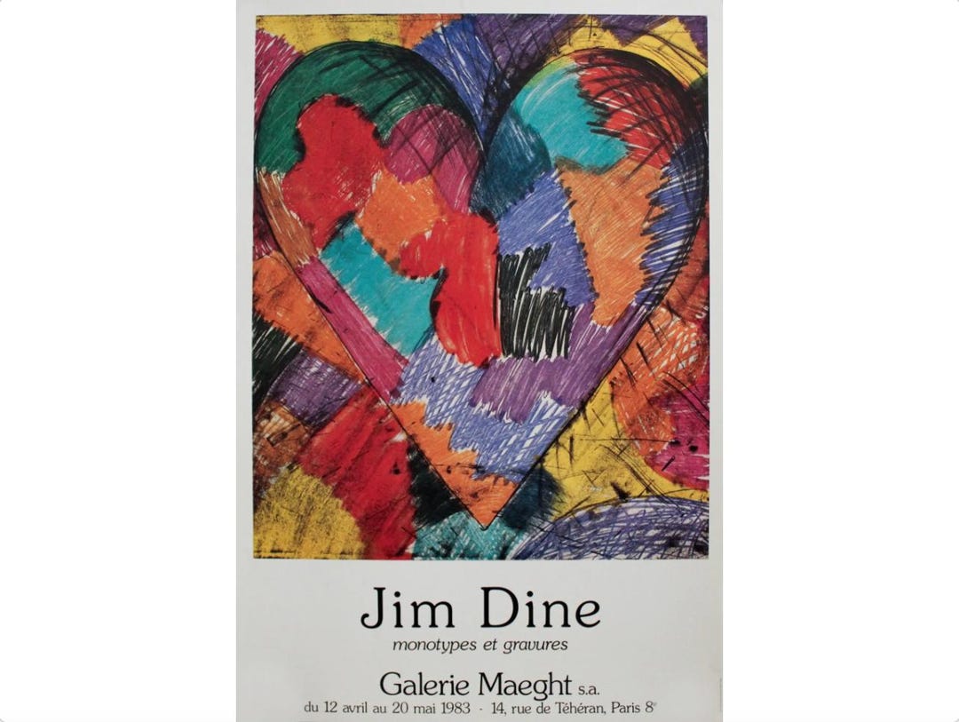 1983 French Exhibition Vintage Poster - Jim Dine, Galerie Maeght, Paris ...