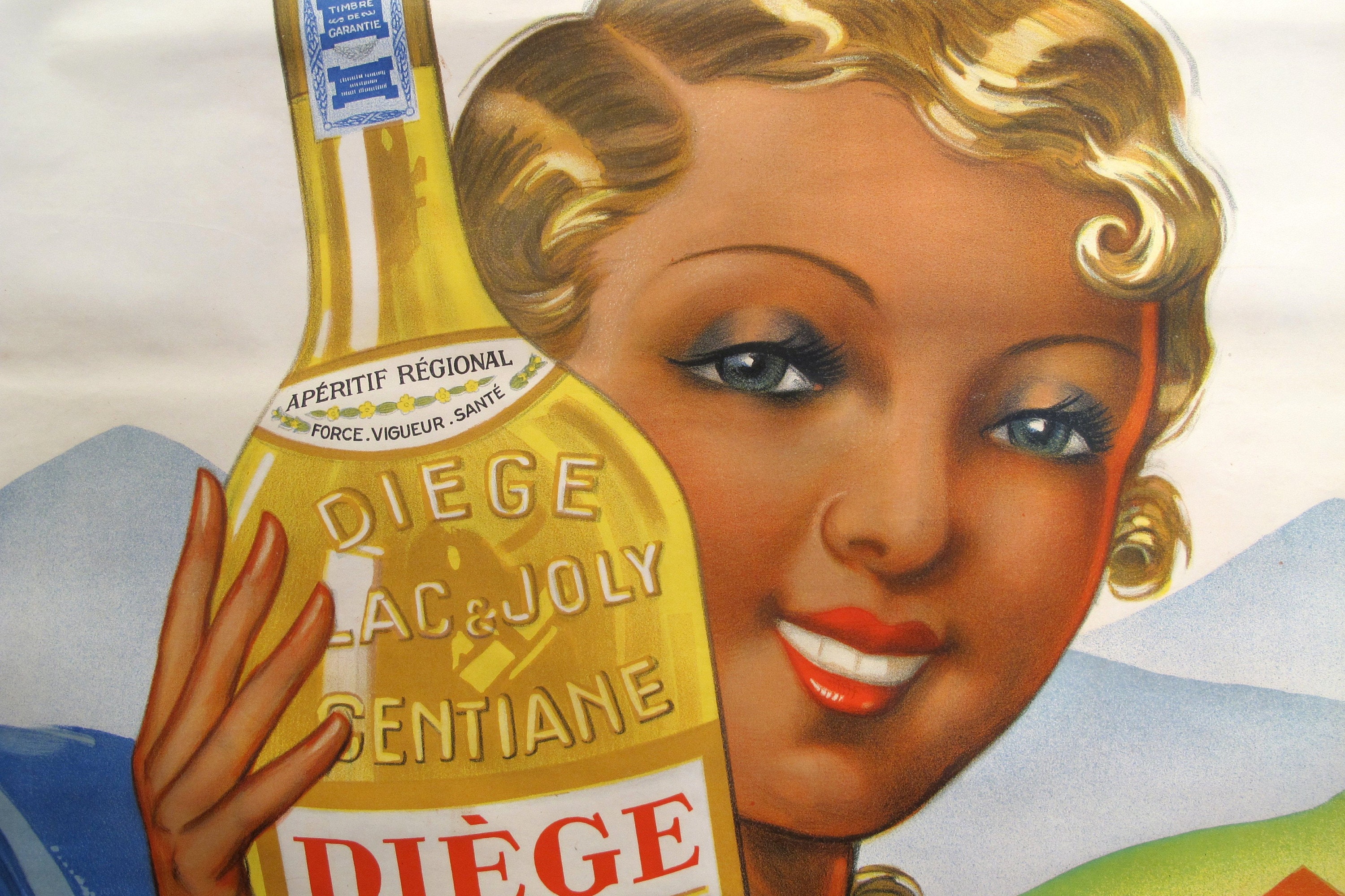 1936 French Art Deco Poster Diege Aperitif a La Gentiane unlined - Etsy