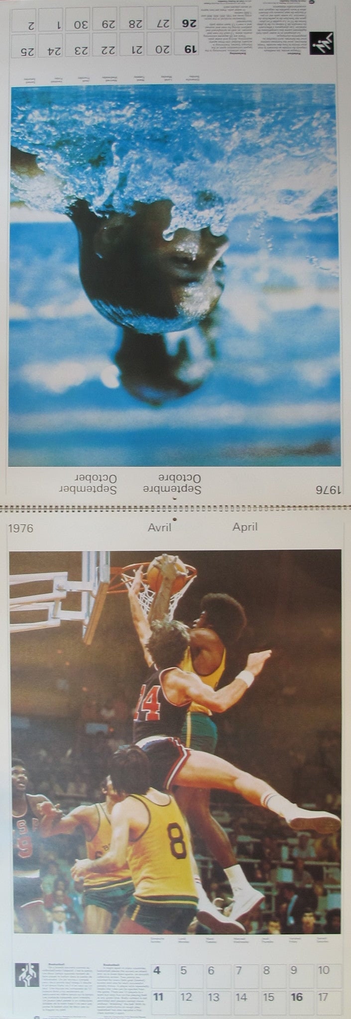 1976 Original Montreal Olympic Sporting Events Calendar, Complete (15 ...