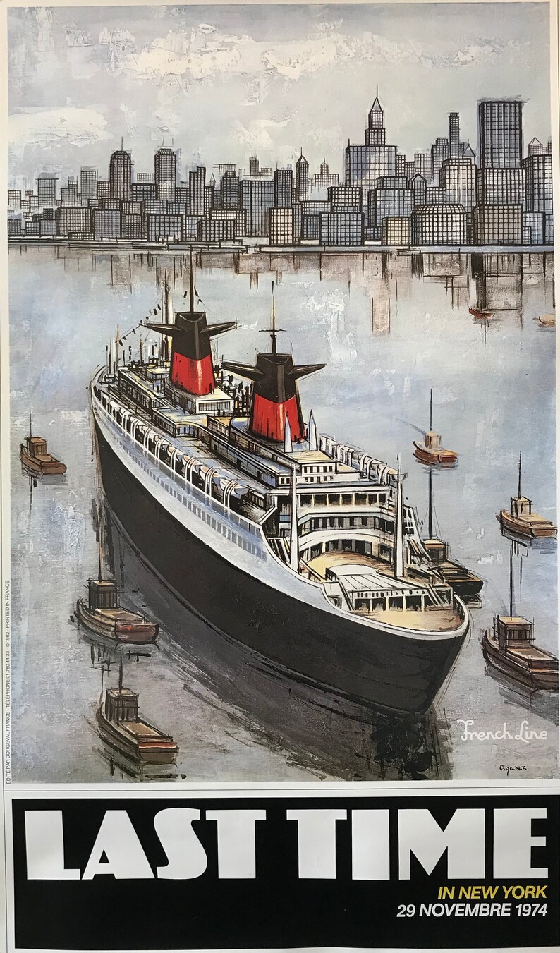 1984 Original French Ocean Liner Poster French Line Art Deco | Etsy