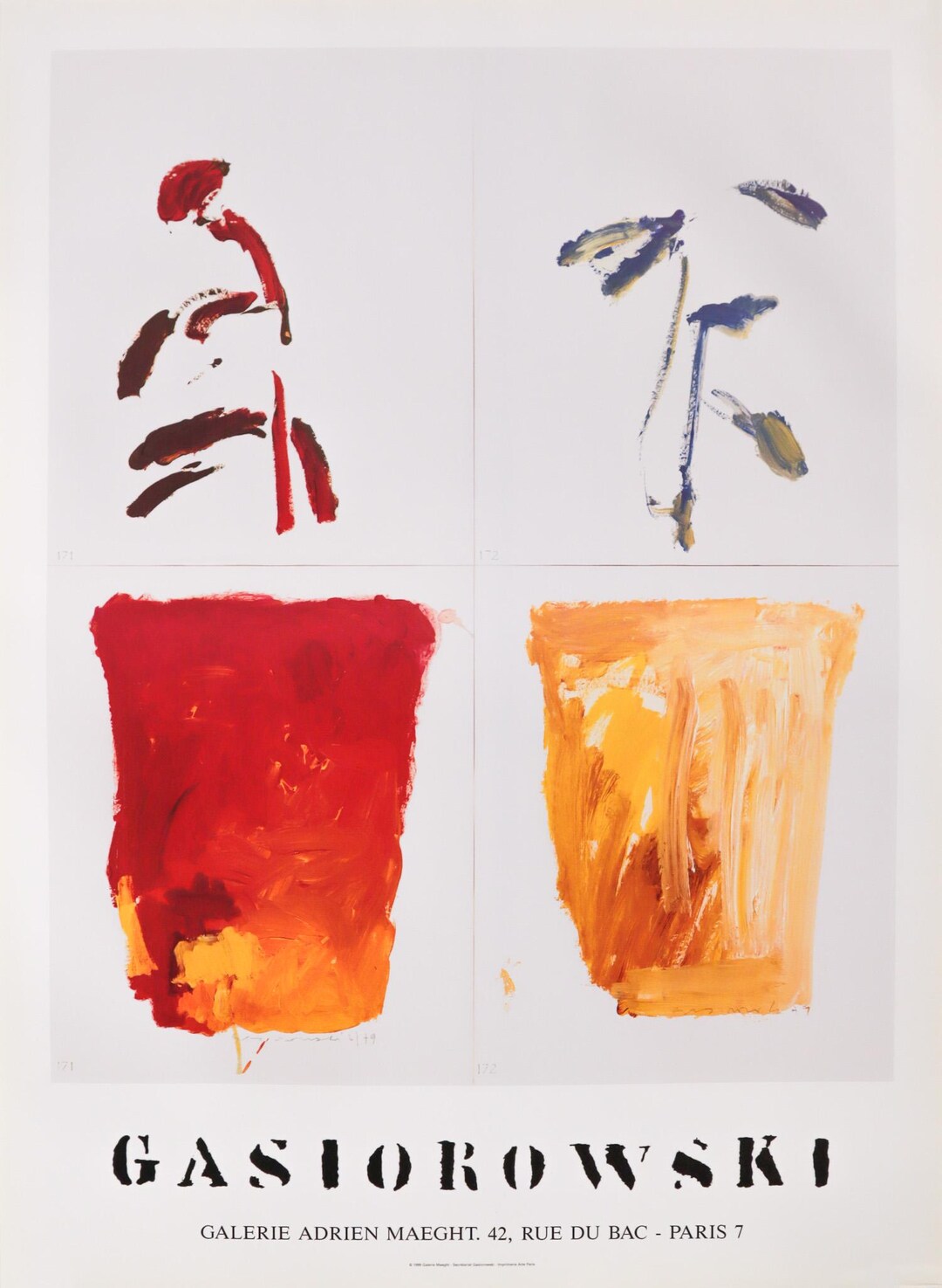 1995 French Exhibition Poster, Gerard Gasiorowski, Pots De Fleurs 171 ...