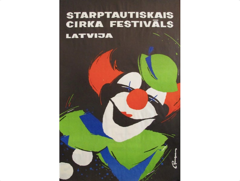 1980s Latvian Circus Poster, 'starptautiskais Cirka Festivals Latvija ...