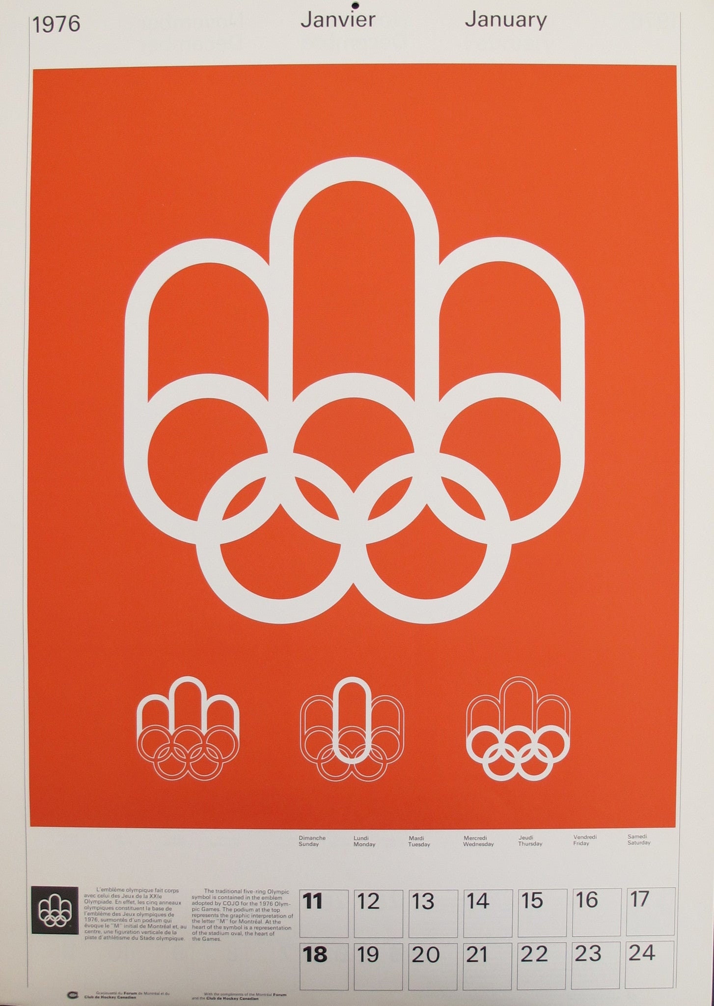 1976 Original Montreal Olympic Sporting Events Calendar, Complete (15 ...