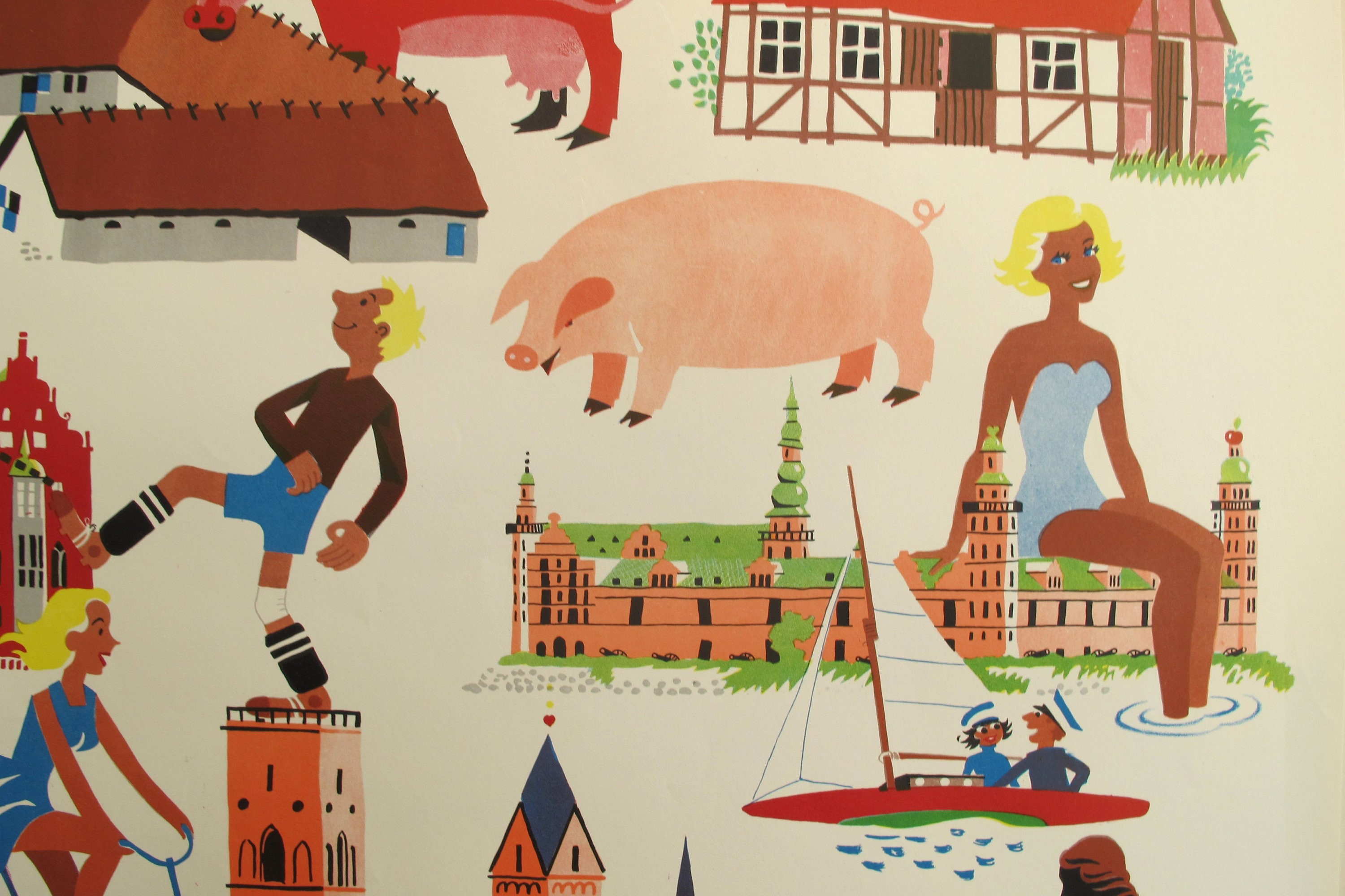 1953 Original Danish Travel Poster, Dinamarca (denmark) - Etsy