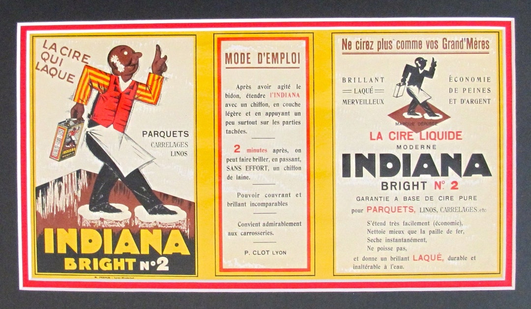 1920s Original Art Deco Polish Label - Indiana Bright ''la Cire Qui ...