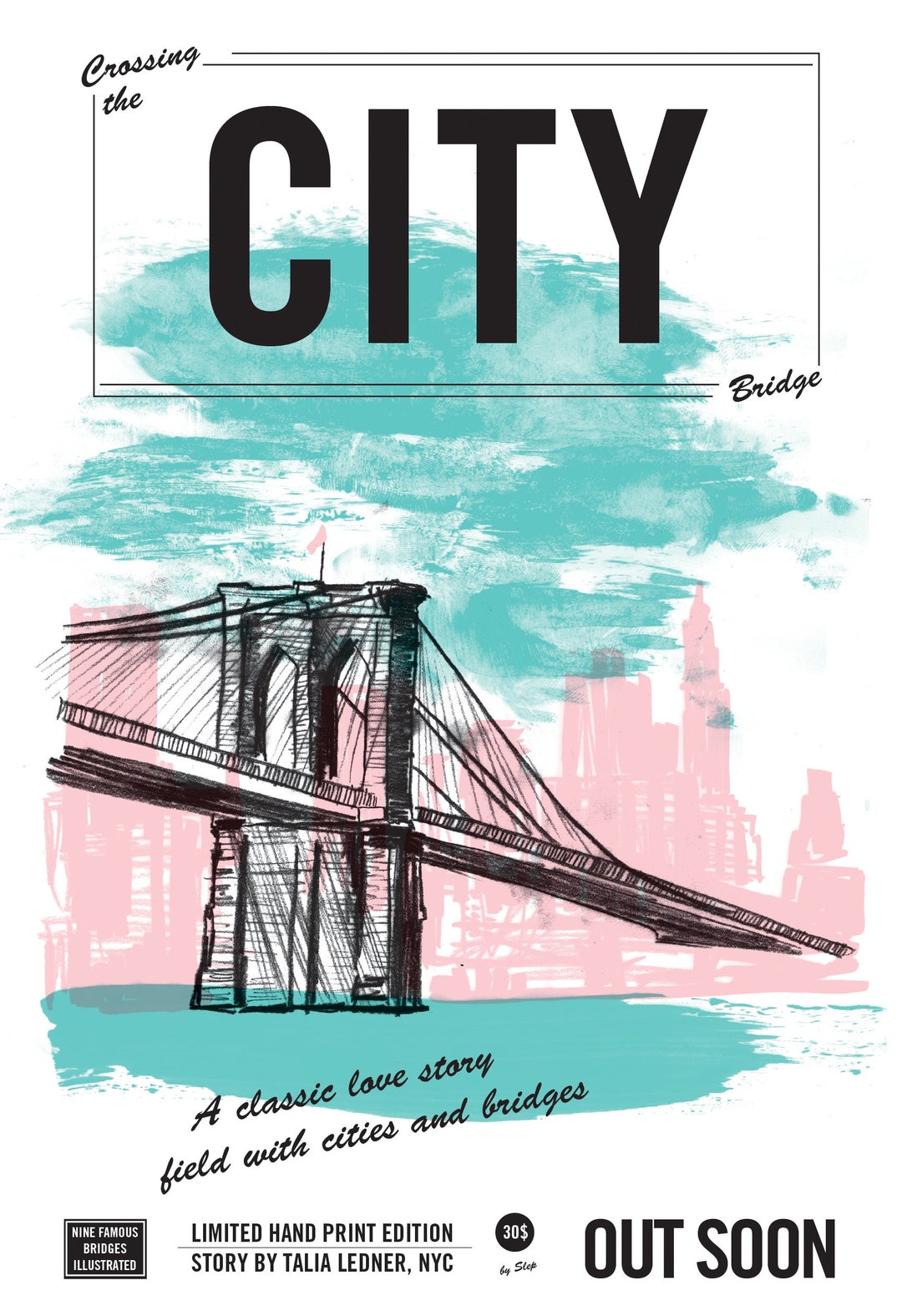 2000s Contemporary Poster Crossing the City Bridge - Etsy