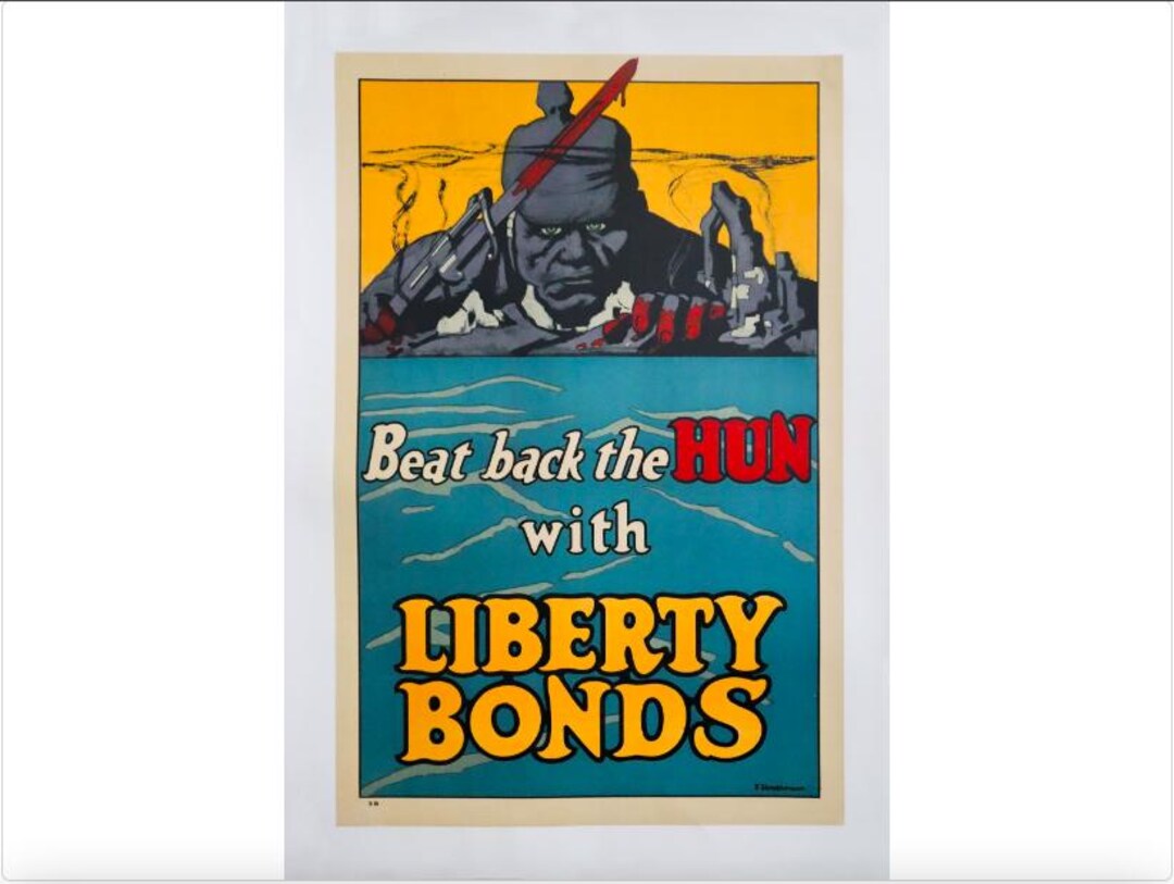 1918 Original U.S. WWI Poster - Beat Back the Hun Liberty Bonds ...