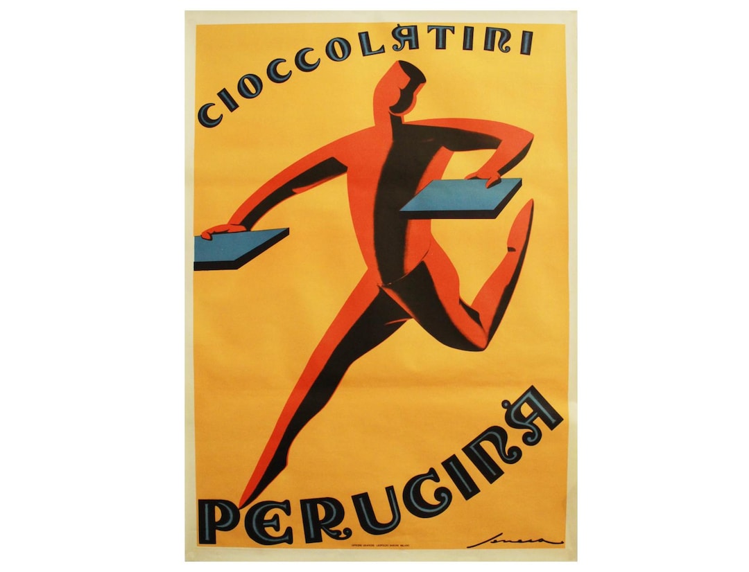 1928 Italian Food Art Deco Poster, Cioccolatini Perugina by Federico ...