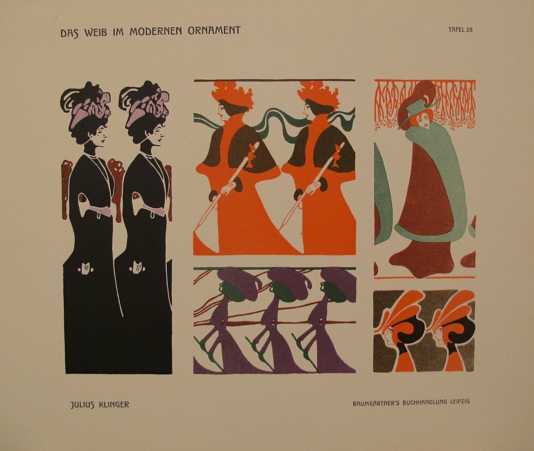 1902 Original German Poster, Das Weib Im Modernen Ornament, Plate 28 ...