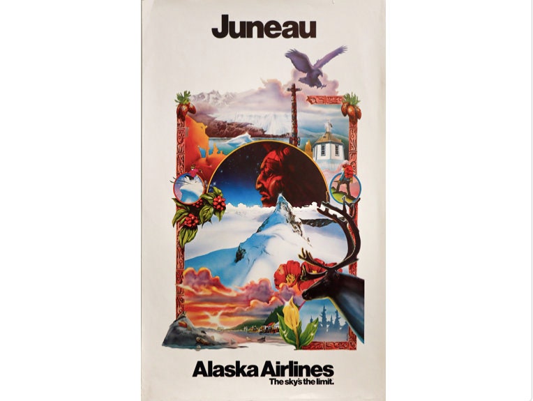 1980s American Travel Poster, Alaska Airlines Juneau, USA - Etsy