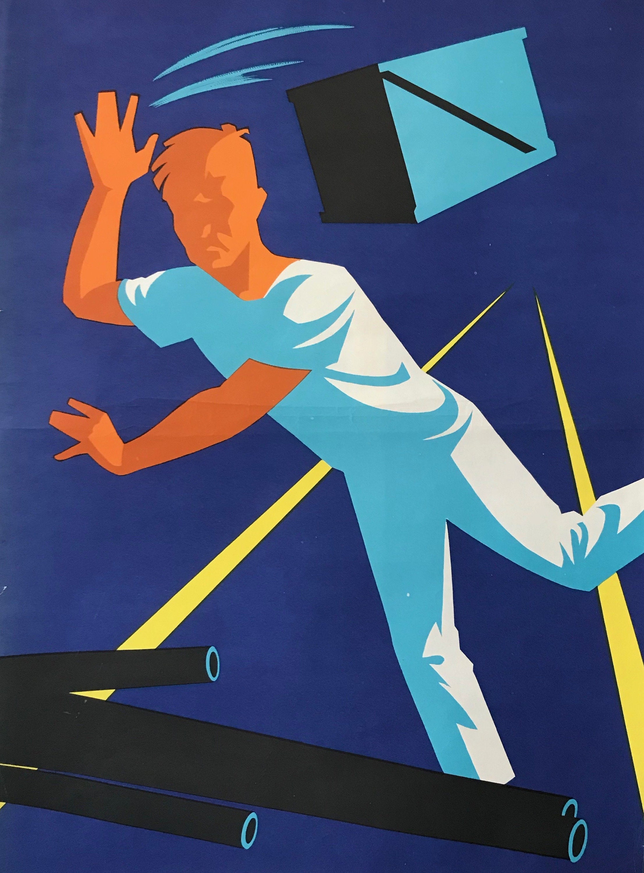 1965 Original French Workplace Safety Poster - Dgagez les surfaces de ...