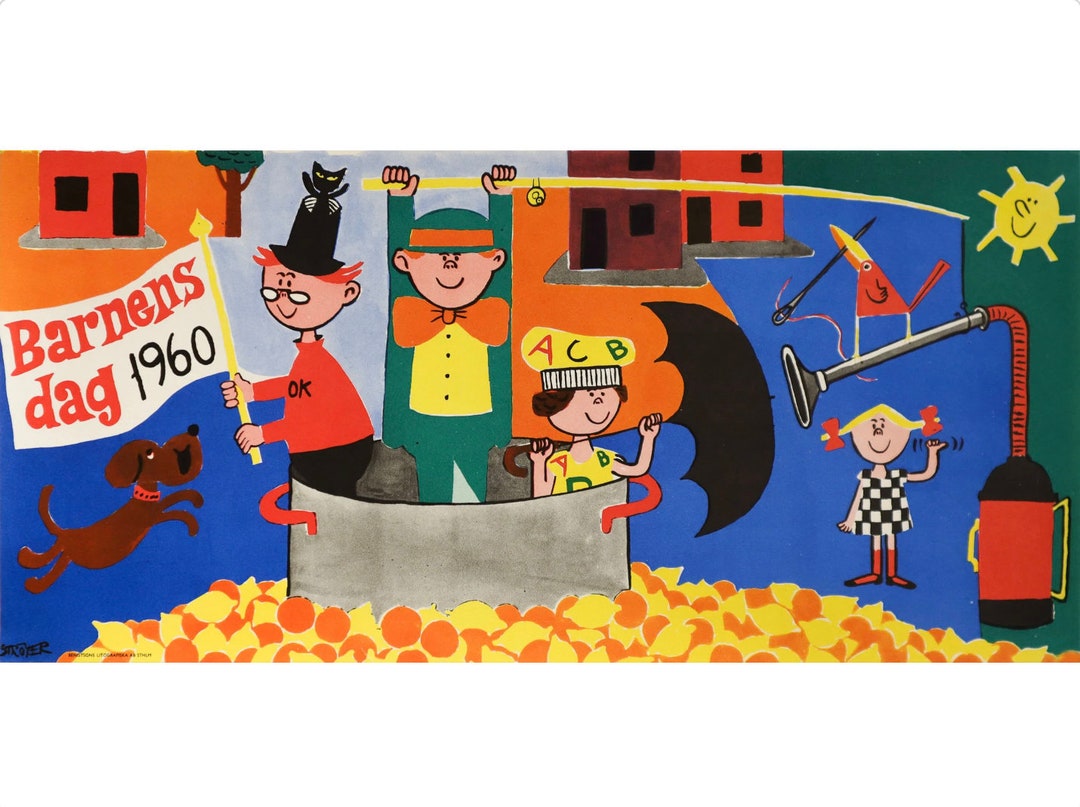 1960 Swedish Exhibition Poster, Barnens Dag (children's Day) - Etsy