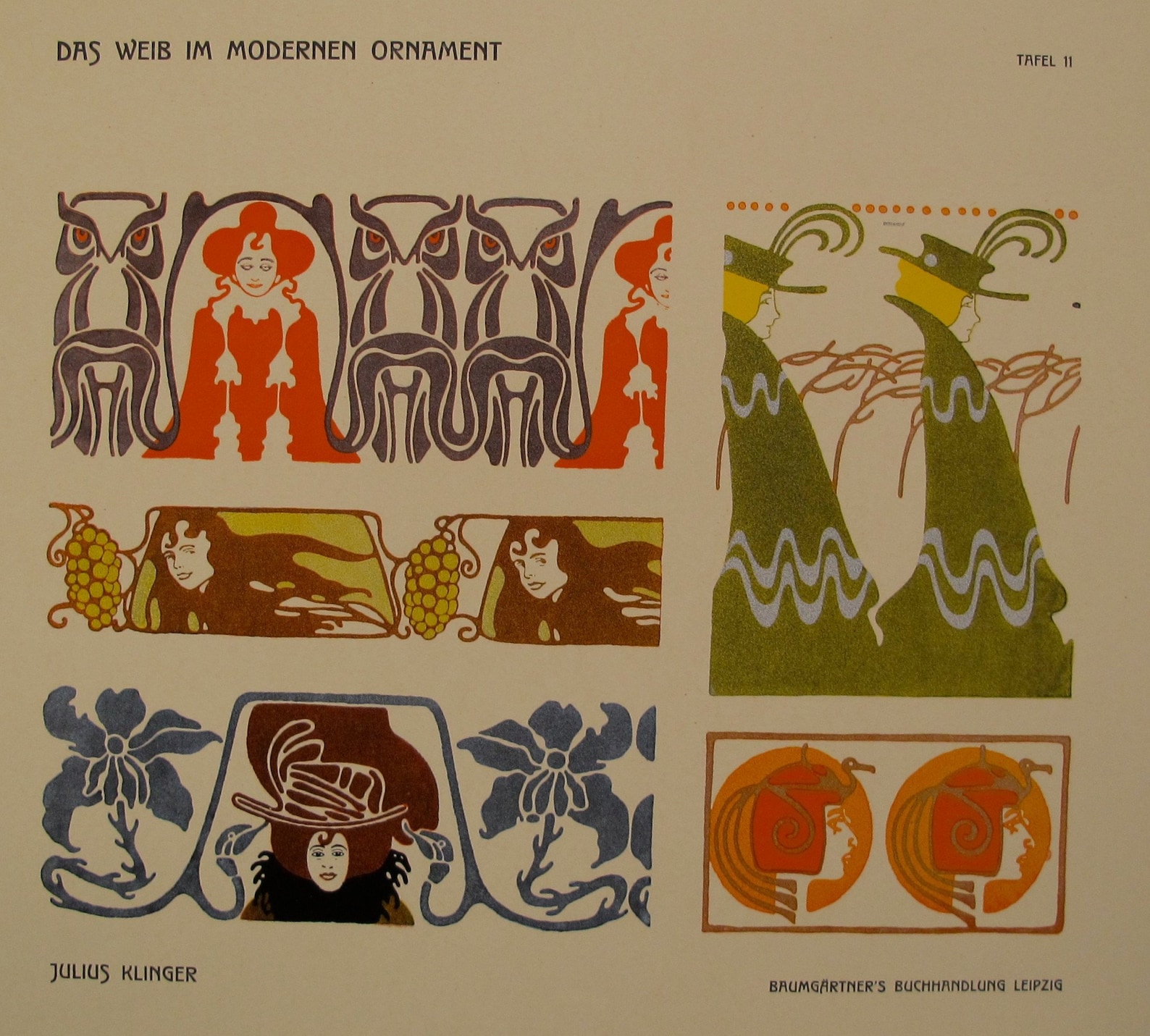 1902 Original German Poster, Das Weib Im Modernen Ornament, Plate 11 ...