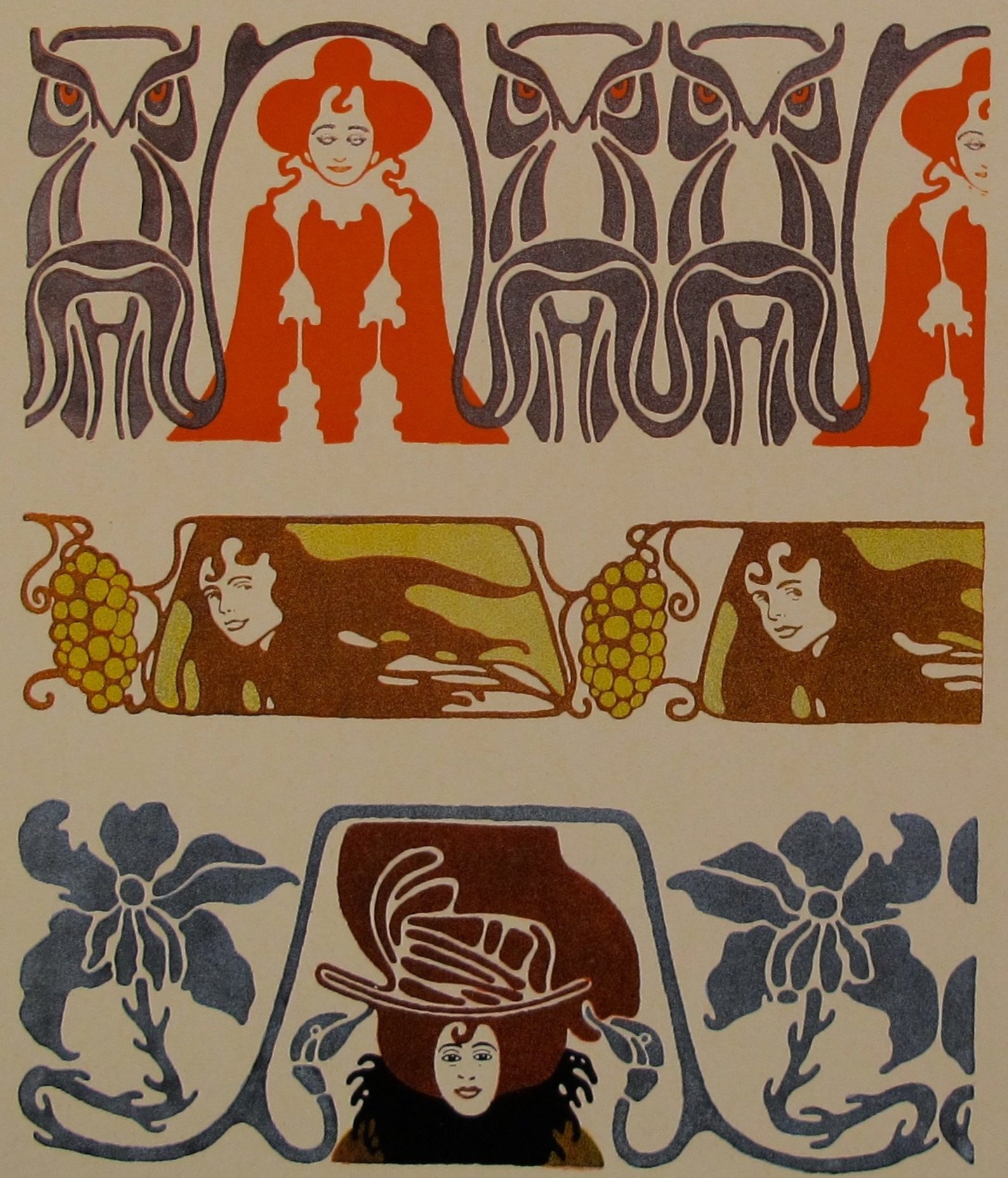 1902 Original German Poster, Das Weib Im Modernen Ornament, Plate 11 ...