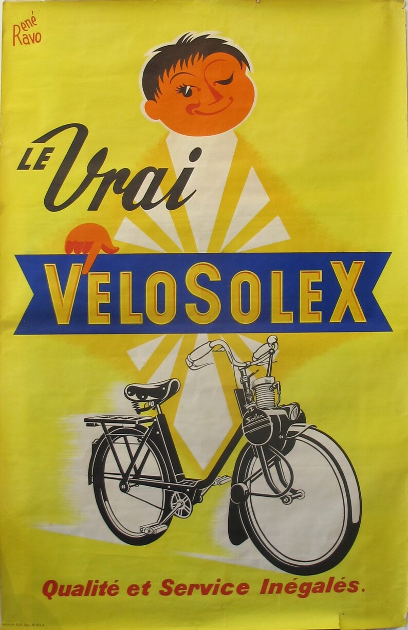 1950s Original French Advertisement Poster Velo Solex by Ravo - Etsy
