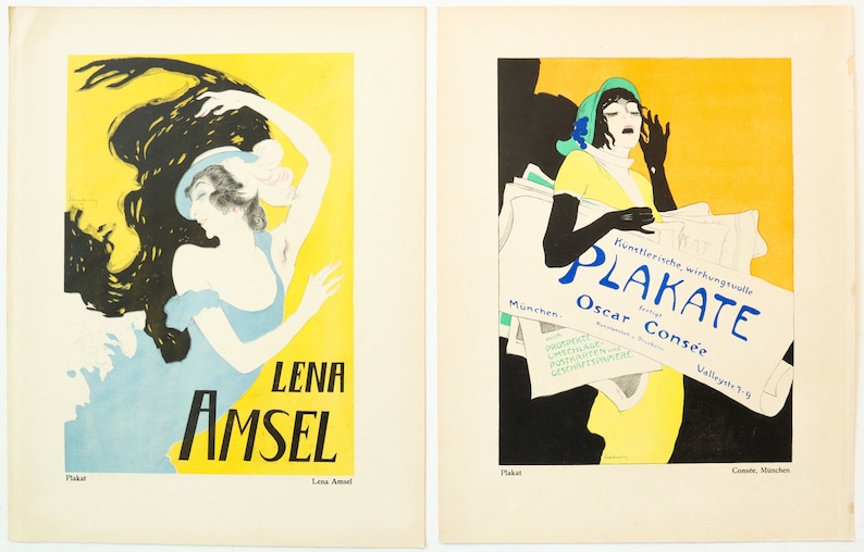 1922 Original German Art Deco Poster, Lena Amsel: Consée München (recto ...