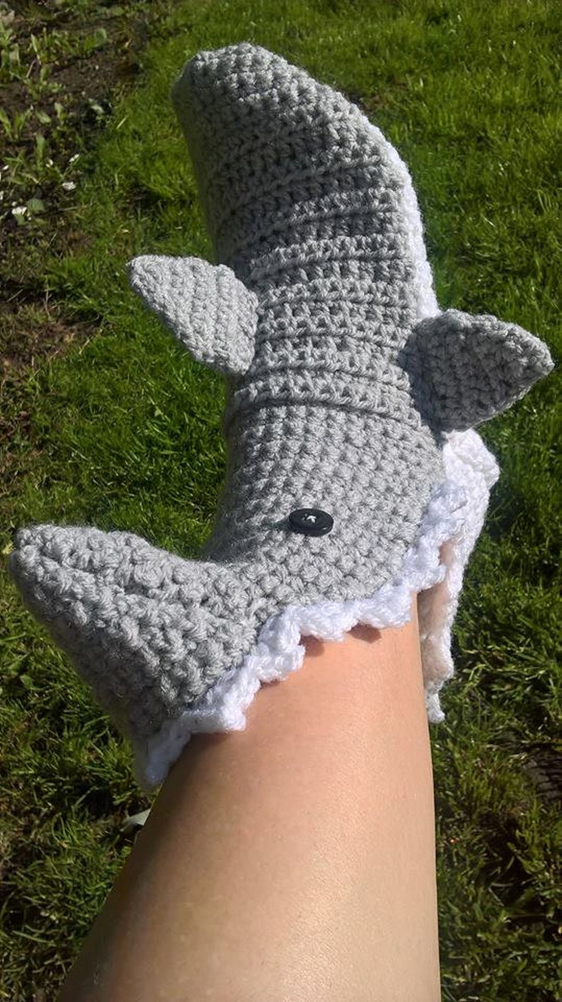 Crochet Hungry Shark Slippers / Crocheted Shark / Made to Order ...