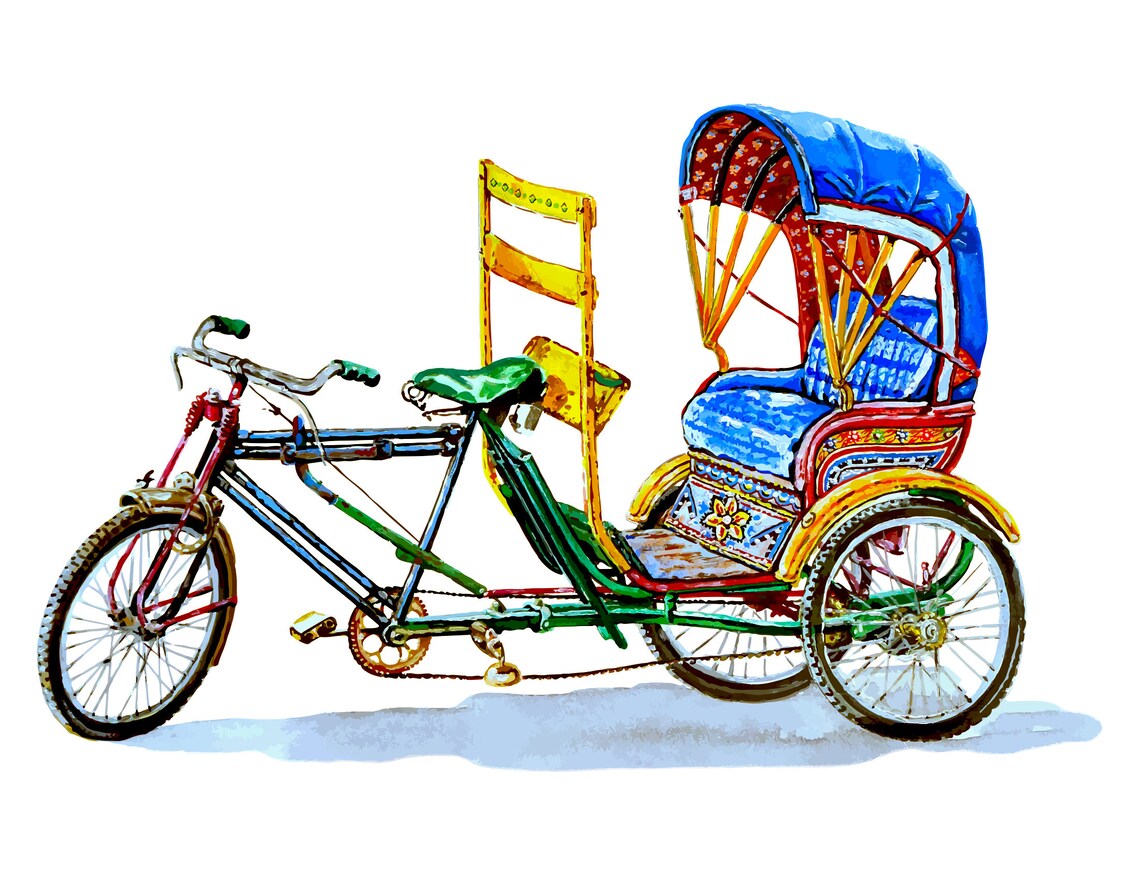 Rickshaw Indian Art Print / Indian Rickshaw Wall Decor / | Etsy