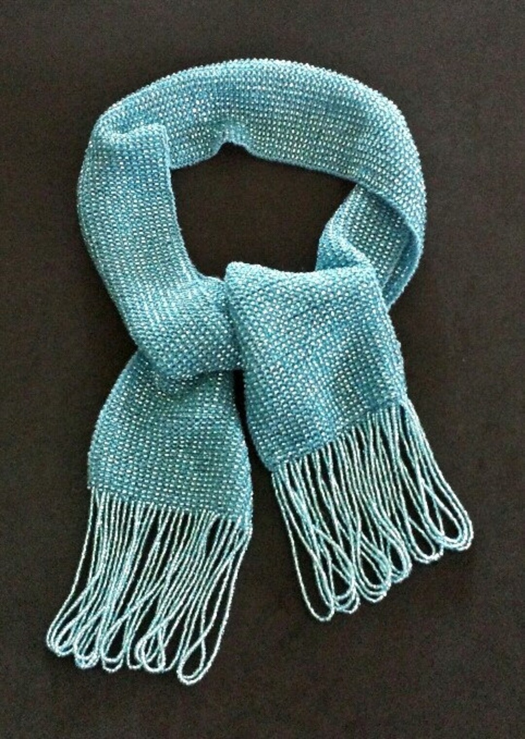 Beaded Knit Scarf of 20,000 Beads in Turquoise - Etsy