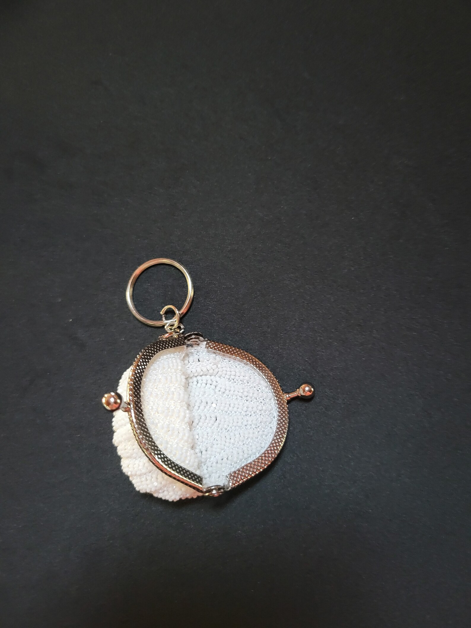 Hand Beaded White Key Ring Purse or Amulet Bag or Ornament - Etsy