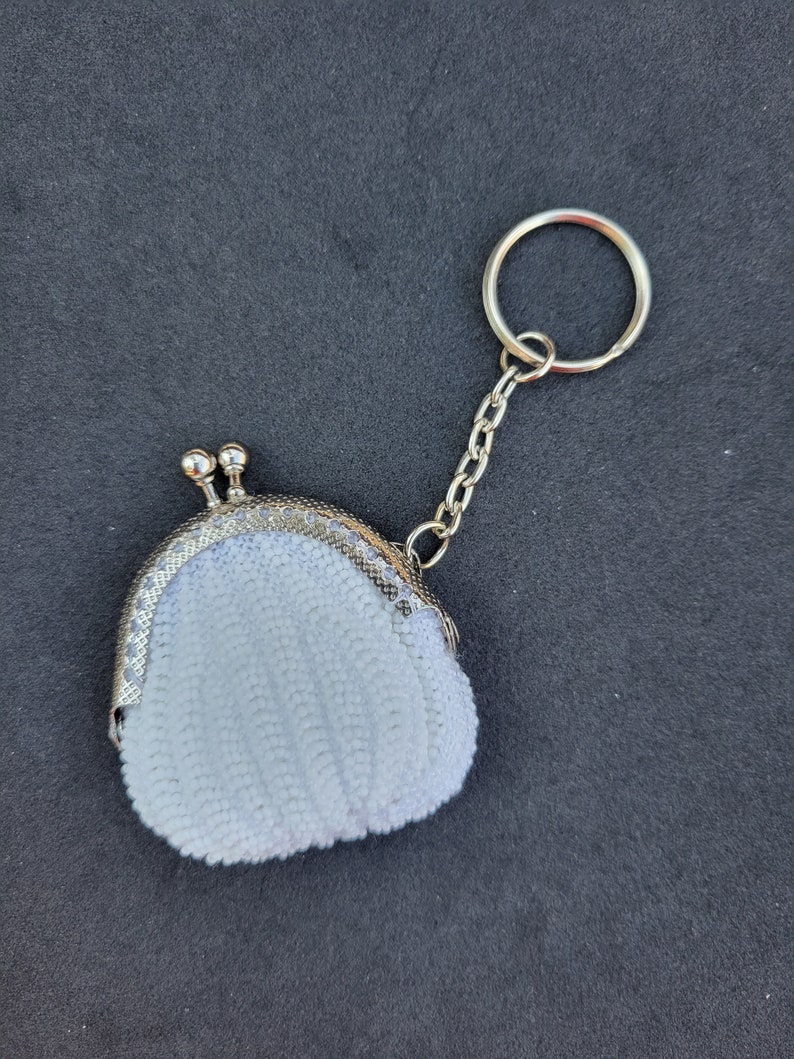 Hand Beaded White Key Ring Purse or Amulet Bag or Ornament - Etsy