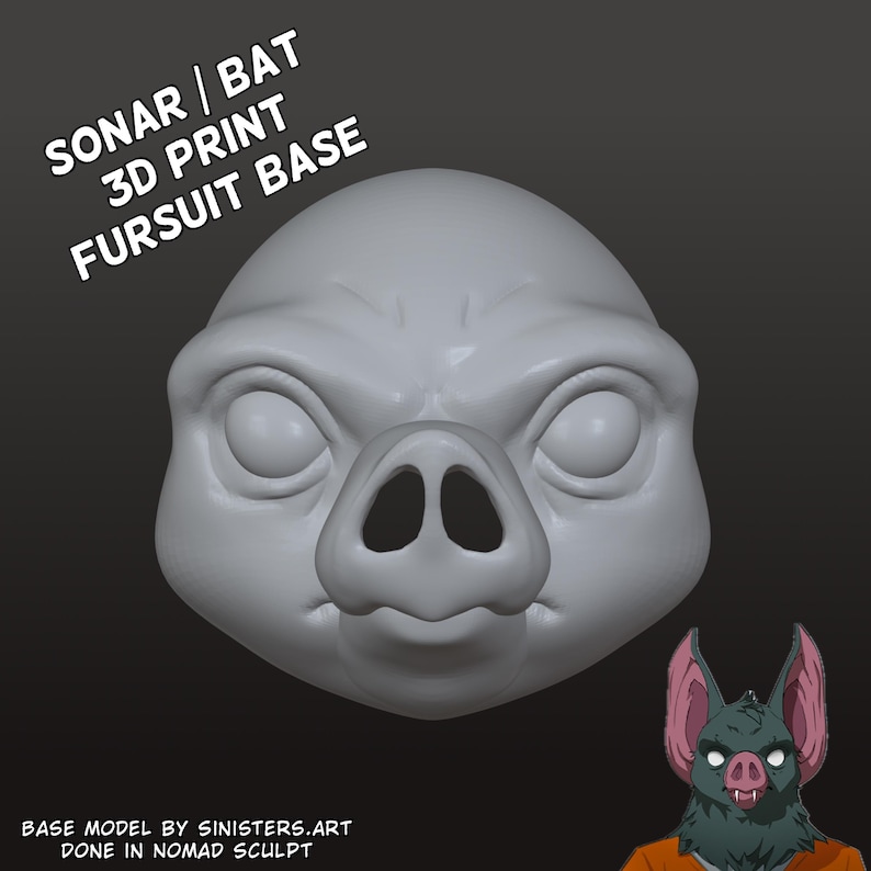 Sonar Bat Fursuit Head Base Digital 3D File Dispatch Game - Etsy