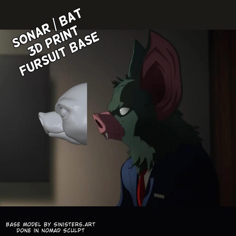 Sonar Bat Fursuit Head Base Digital 3D File Dispatch Game - Etsy