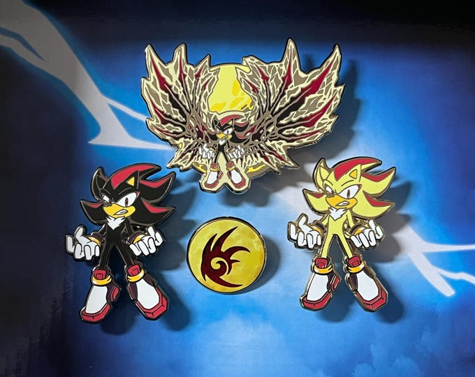 4" Jumbo Shadow Enamel Pin - Sonic X Shadow Spinning Stand - Sonic Expo ...