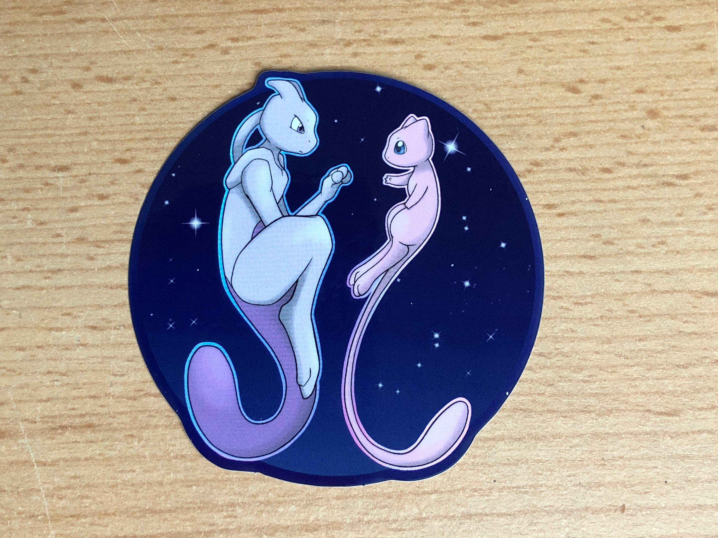 Mewtwo & Mew Holo Vinyl Sticker Pokemon | Etsy UK