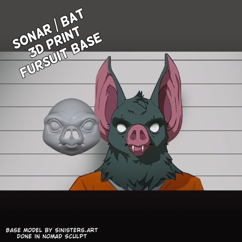 Sonar Bat Fursuit Head Base Digital 3D File Dispatch Game - Etsy