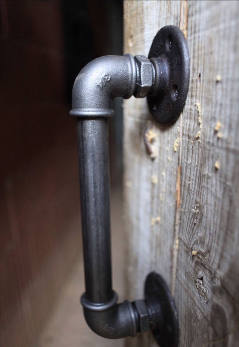 Black Iron Pipe Door Handle Sliding Door Pull Industrial - Etsy