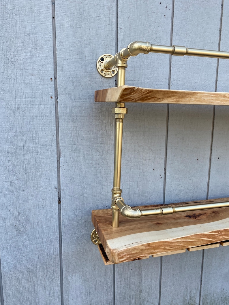 Custom Brass Pipe Bar Shelf Ceiling Mounted Gold Bar Shelf - Etsy