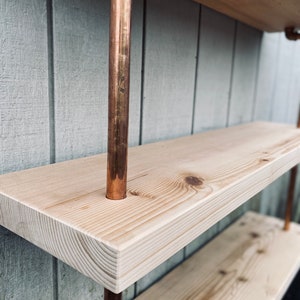 Copper Pipe Bookshelf Gold Metal Bar Shelf Wood Wall Mount Brass ...