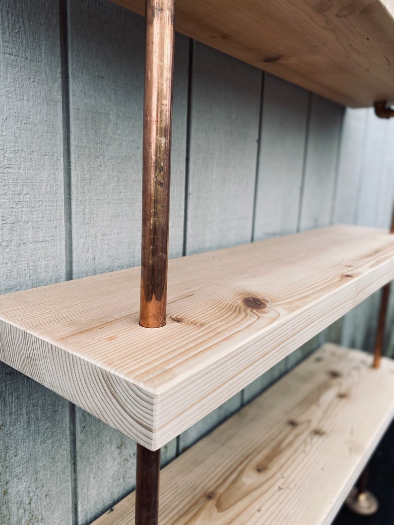 Reclaimed Wood Bookshelf With Gold Metal Pipe, Wall Mounted - Etsy
