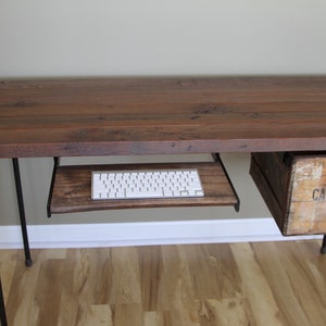 Keyboard Tray Reclaimed Wood Desk Add on Reclaimed Wood Sliding ...