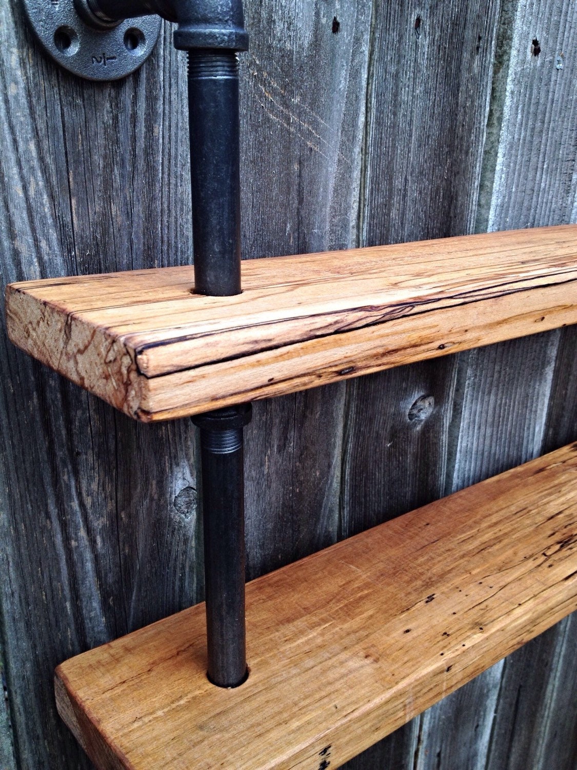 Reclaimed Double Bookshelf Curio Shelf Pipe Bookshelf Rustic | Etsy