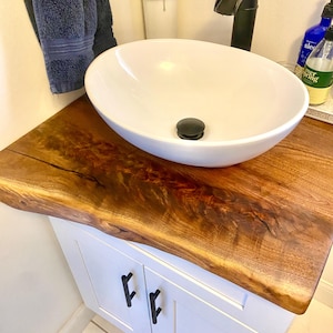 Floating Vanity, Wood Slab for Basin Sink, Wall Mounted Floating Vessel ...