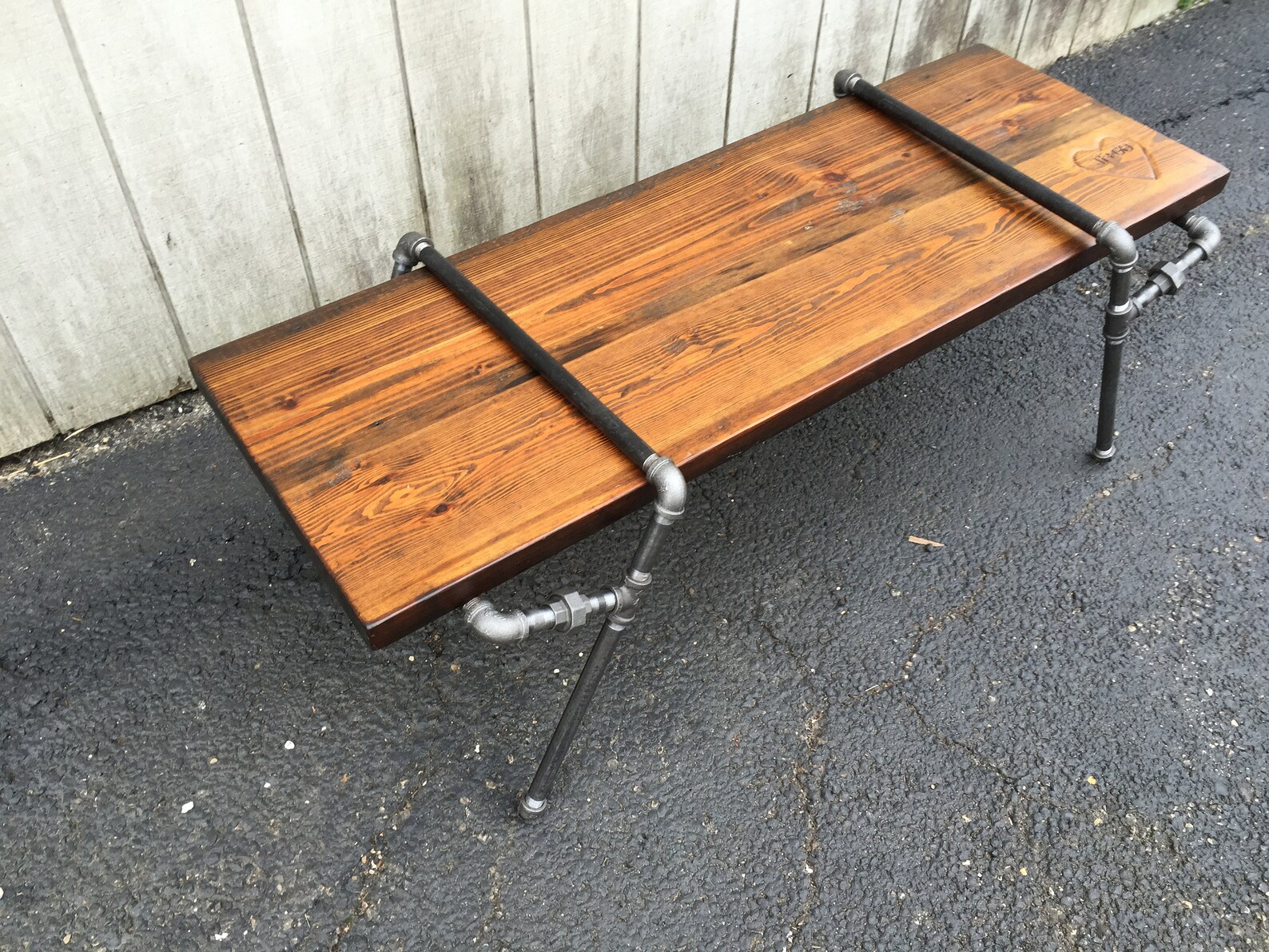 Reclaimed Wood Entry Bench, Black Iron Pipe Base, Steampunk Style - Etsy