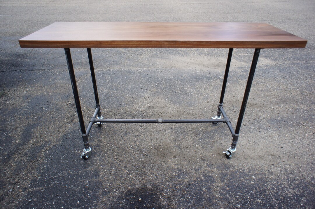 Reclaimed Wood Butcher Block Kitchen Island Cart on Wheels Walnut Bar ...