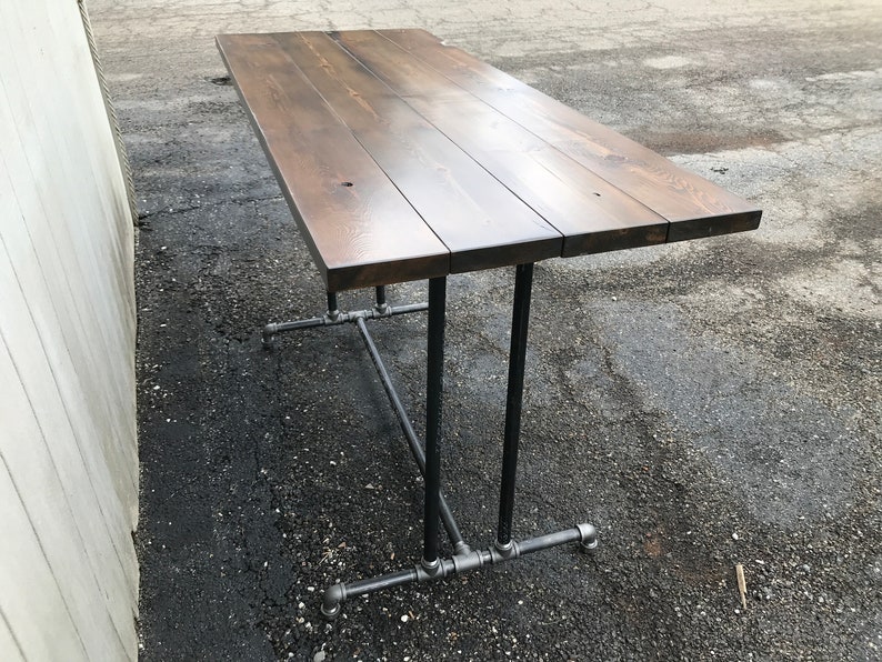 Rustic Bar Table With Reclaimed Wood and Iron Pipe Base, Available in ...